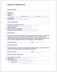 Consent to Treatment Form Template | Download Sample