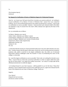 Doctor of Medicine Verification Letter | Download Samples