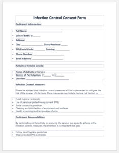 Infection Control Consent Form Template for Word | Download