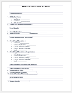 Medical Consent Form for Travel | Download Sample Template