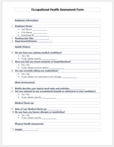 Occupational Health Assessment FormTemplate for Word | File