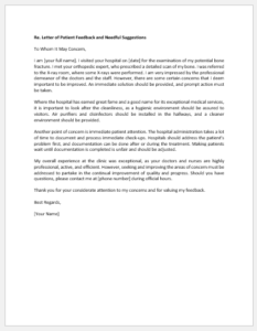 Patient Constructive Feedback Letter for Quality Care Improvement
