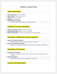 Pediatric Consent Form Templates | Download Samples