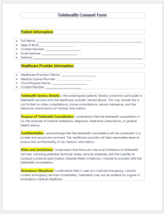 Telehealth Consent Form Template for Word | Download File