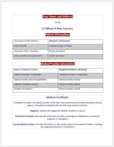 Medical Certificate for Insurance Claims | Download Sample
