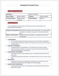 Assessment Consent Form Templates for Word | Download Files
