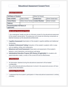 Assessment Consent Form Templates for Word | Download Files