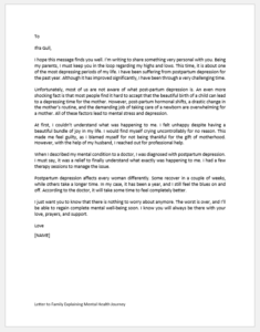 Letter to Family Explaining Mental Health Journey | Download