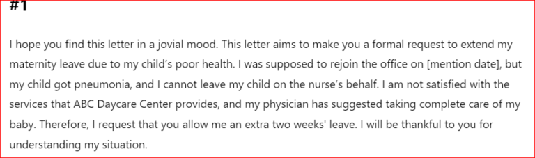 Maternity Leave Extension Letter for Childcare | Copy/Send