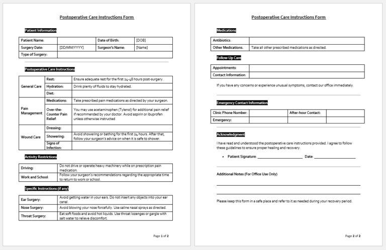 500+ Medical Forms for MS Word | Printable Medical Forms, Letters & Sheets